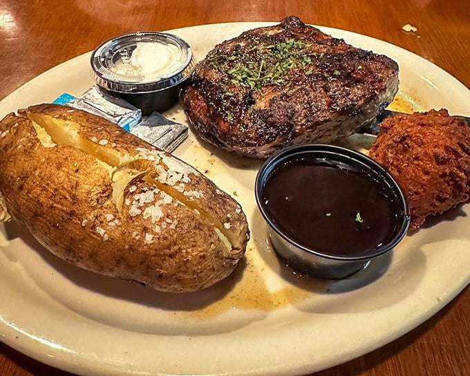This isn't just a steak—it's a monument to carnivorous pleasure. The kind of meal that demands silence for the first three bites.
