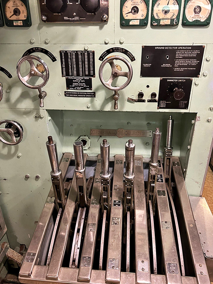 Each lever and dial controlled the submarine's movement with precision. One wrong move and you'd either surface in enemy territory or visit Davy Jones.