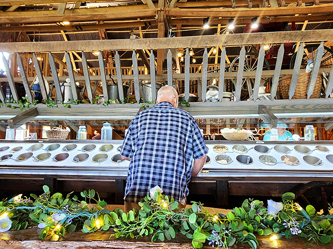 The salad bar—where even the most dedicated carnivores temporarily consider the merits of vegetables when presented this beautifully.