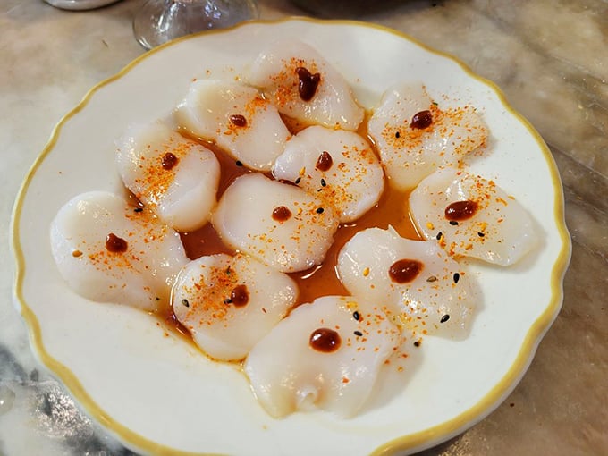 Scallops dressed up with a sprinkle of paprika – looking fancy but tasting like pure, sweet simplicity.