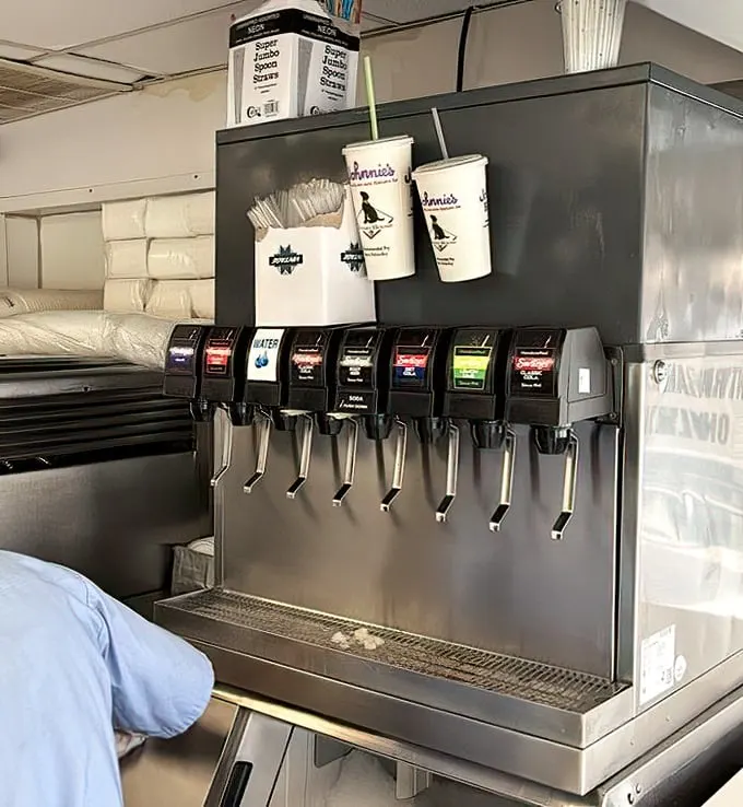 The soda fountain—unassuming yet essential. Because what's a beef sandwich without the perfect carbonated companion to cut through the richness?