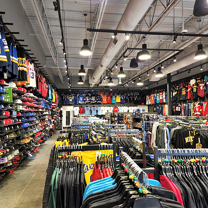 Sports fan nirvana with jerseys for every team imaginable. The perfect place to gear up without taking out a second mortgage.