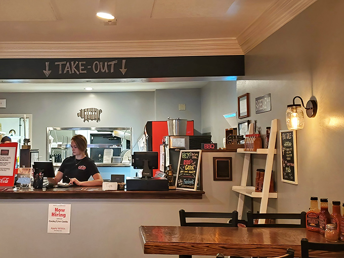 Where the magic happens – the take-out counter where barbecue dreams come true for those on the go.