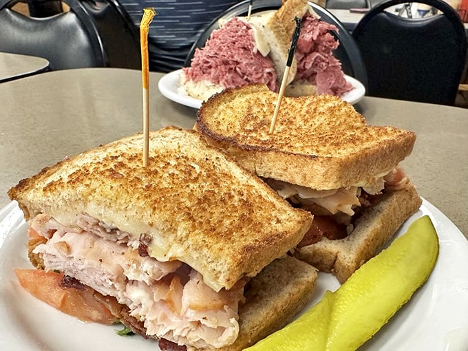 Turkey club sandwiches elsewhere weep with inadequacy. This towering creation makes "club sandwich" sound like an understatement.
