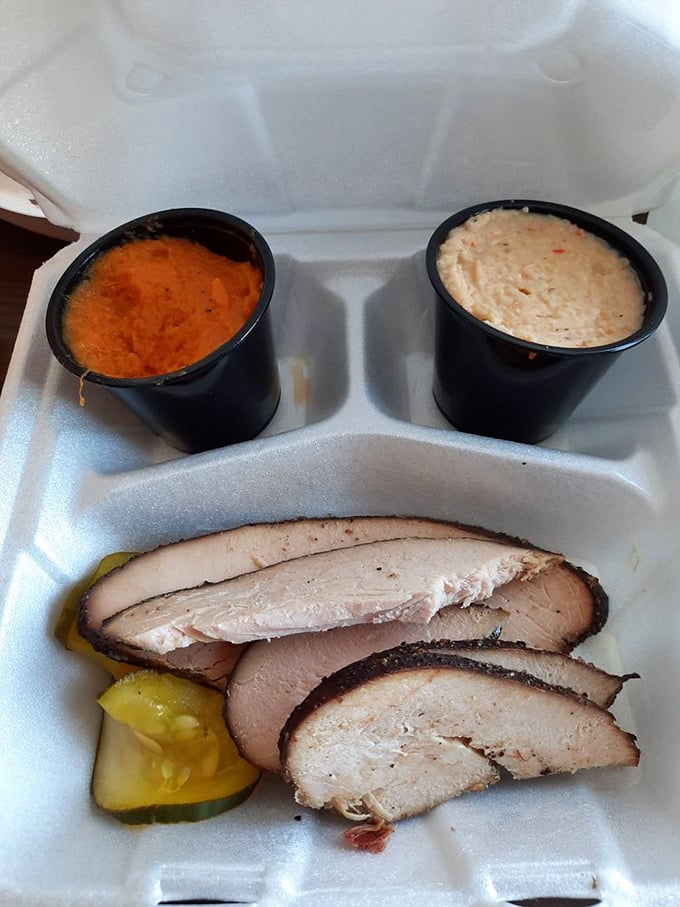 Smoked turkey that defies the "dry poultry" stereotype, accompanied by sauces that complement rather than mask its subtle smokiness.