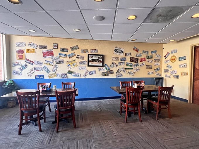 License plates from across America adorn the walls – silent testimony to travelers who've made the pilgrimage to this waffle wonderland.