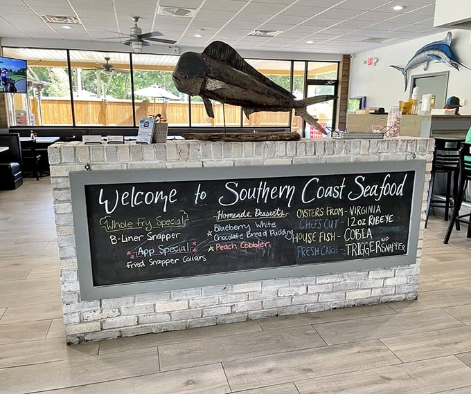 The welcome sign boasts daily specials that read like a who's who of Atlantic Ocean celebrities.