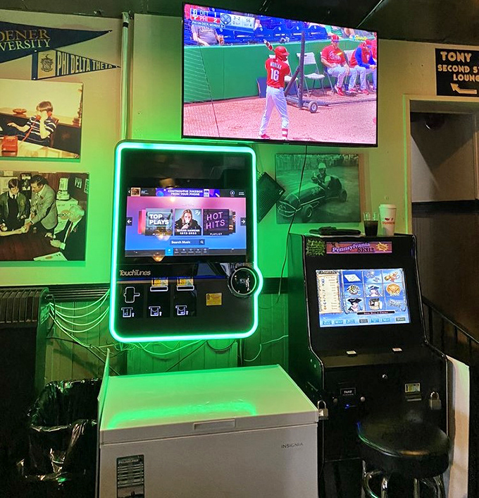 Sports on the big screen, gaming machines below—Tony G's understands that sometimes you need entertainment while digesting sandwich perfection.