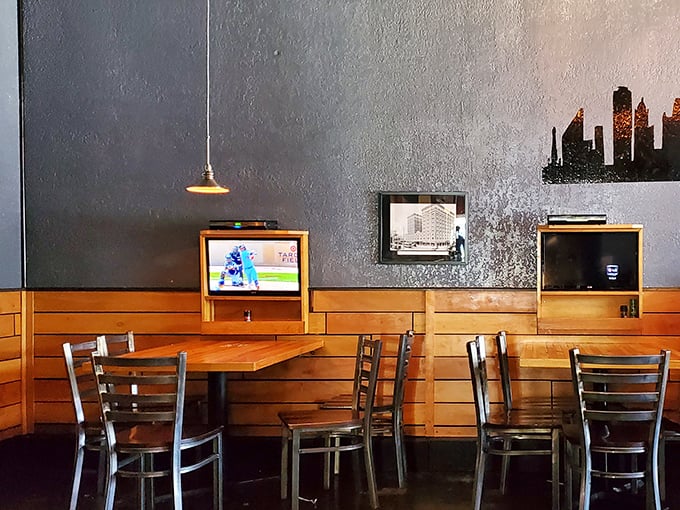 Minimalist dining space where the focus remains squarely where it should be—on the food and the company you're sharing it with.