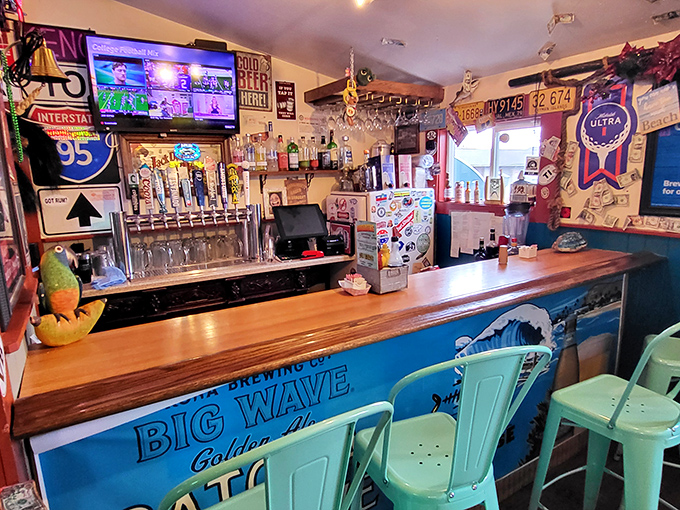 The bar area where cold beverages meet warm hospitality in perfect Ohio-style harmony.