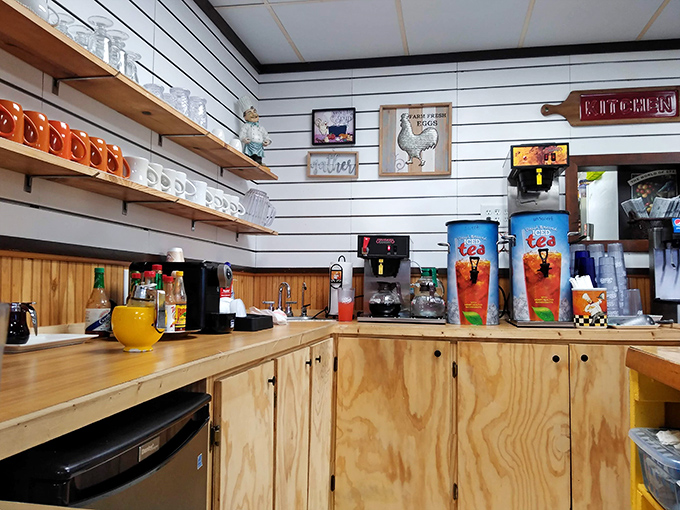 The coffee station – humble command center of morning happiness where caffeine dreams come true one cup at a time.