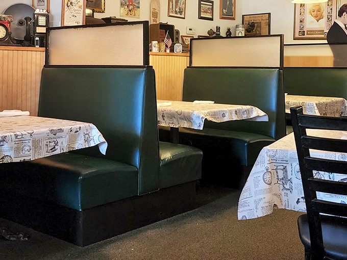 Classic diner booths—where countless family discussions, first dates, and "we need to talk" conversations have unfolded over decades of comfort food.