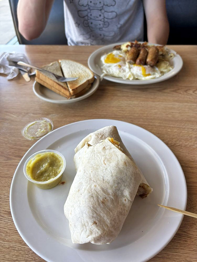 Breakfast wrapped in a convenient tortilla package—like all good morning foods decided to attend the same delicious party.