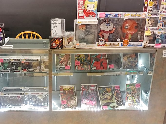 Comic book time capsules under glass. That Spider-Man issue might just fund your retirement—or at least provide hours of nostalgic reading pleasure.