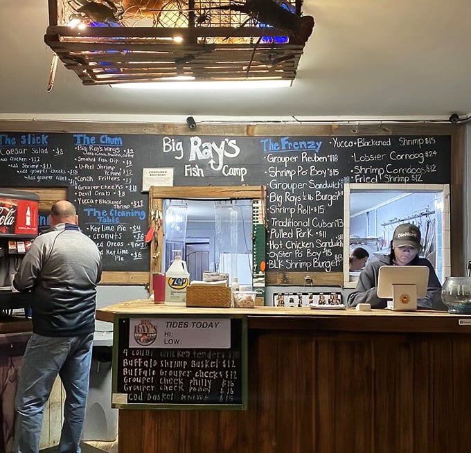 Where the magic happens. The chalkboard menu changes with the tides, literally – they even post high and low tide times for local fishermen.