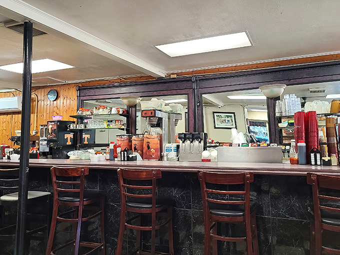 The counter – where coffee flows freely and breakfast dreams come true. A front-row seat to the beautiful breakfast ballet.