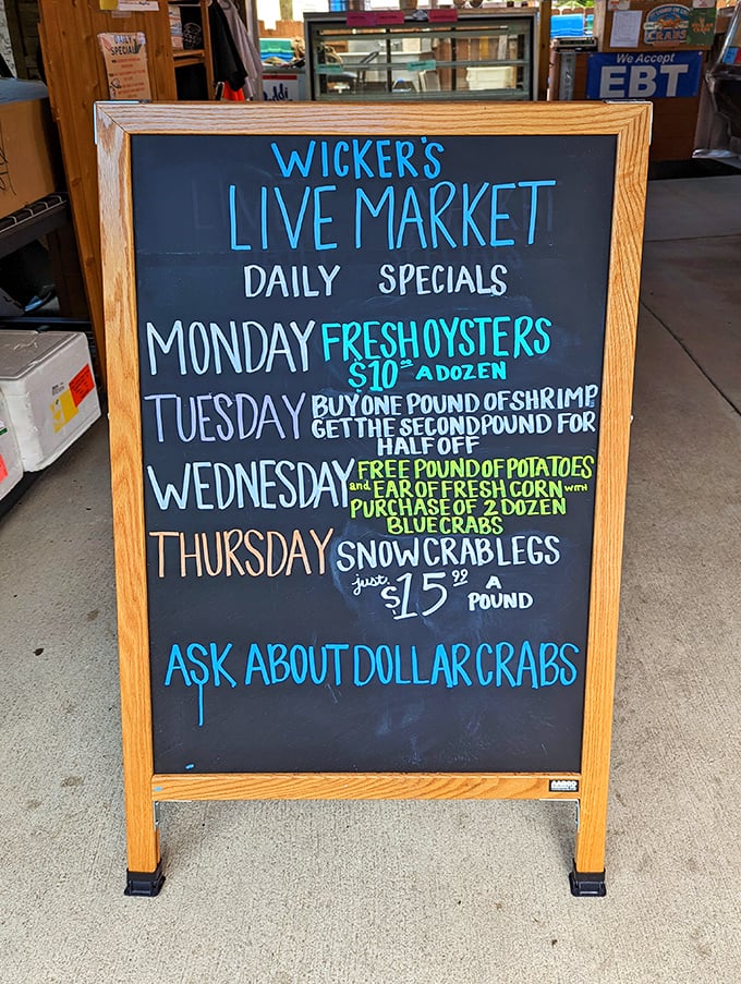 This chalkboard of daily specials reads like a calendar of joy. Monday's fresh oysters and Thursday's snow crab legs are appointments worth keeping.