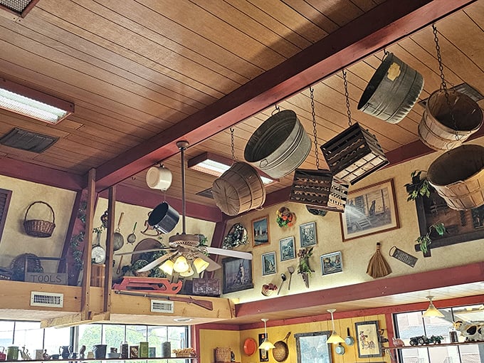 Those hanging baskets and rustic decorations aren't from some designer's catalog—they're authentic touches that tell stories of their own.