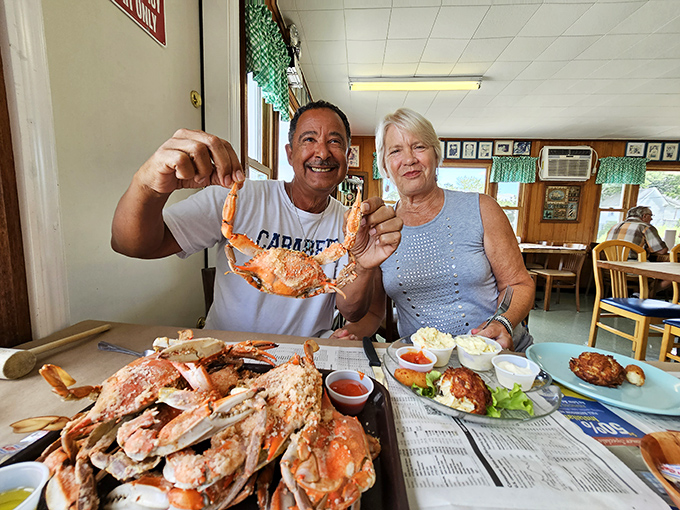 The true measure of great seafood isn't fancy plating—it's the joy on diners' faces as they proudly display their hard-earned blue crab trophies.