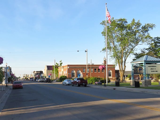 Downtown Cheboygan at golden hour—when the light hits just right and even parking meters look photogenic.