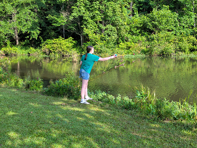 The timeless dance between angler and fish plays out along these peaceful shores—where "the one that got away" stories are born daily.