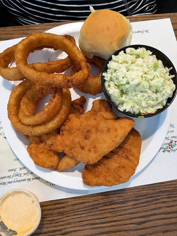 Golden-fried perfection with a side of nostalgia—this plate doesn't just feed your hunger, it feeds your soul with comfort food memories.