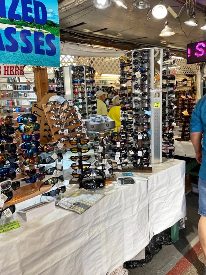 Sunglasses as far as the eye can see—ironically making it harder to see where you're going in this labyrinth of style.