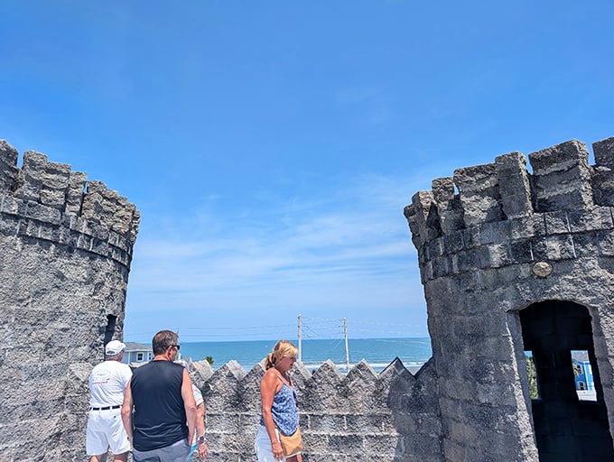 The view from the battlements reveals Florida's coastline stretching toward infinity, absolutely breathtaking scenery.