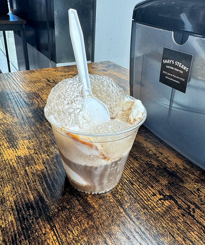 Even the iced mocha here gets the premium treatment, because excellence extends beyond just the sandwiches.