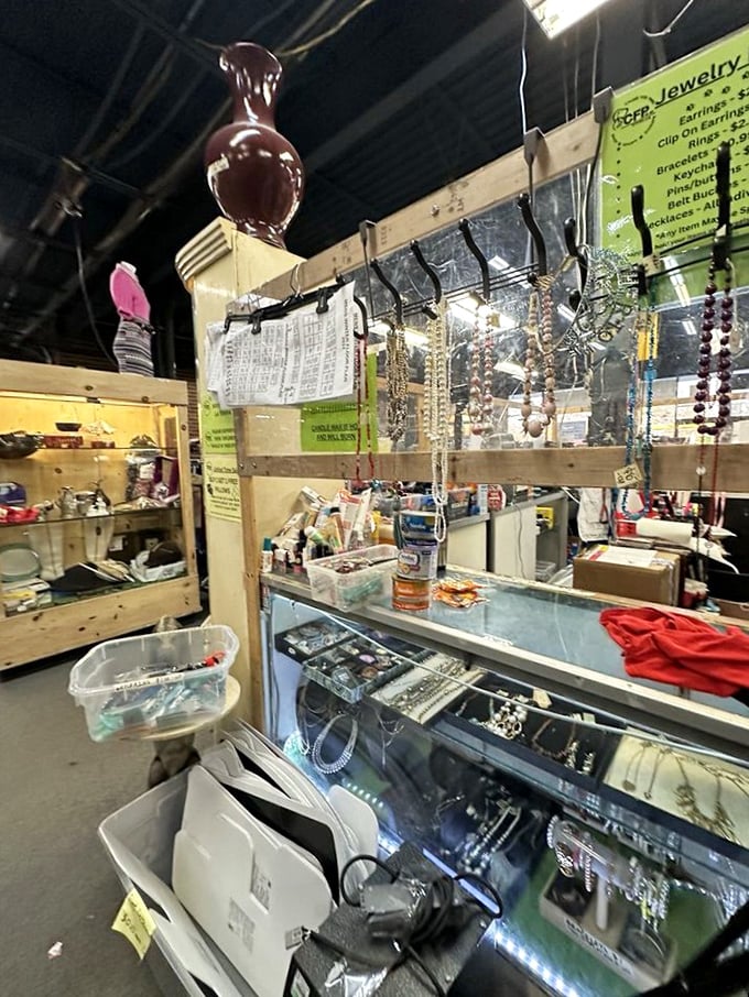 Sparkling accessories catch the light like tiny disco balls in this glittering jewelry wonderland.