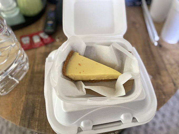 A slice of key lime pie that would make Jimmy Buffett weep with joy – the perfect tart-sweet finale to a Florida seafood feast.