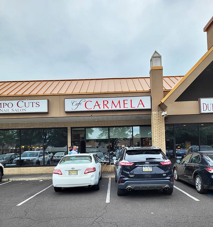 Even from the parking lot, you can sense something special awaits—cars gathered like pilgrims at a culinary shrine hidden in plain suburban sight.