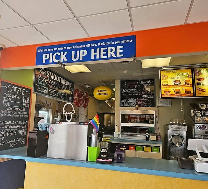 Order windows promising handcrafted treats with a side of patience—because good things come to those who wait in line for exceptional fries.