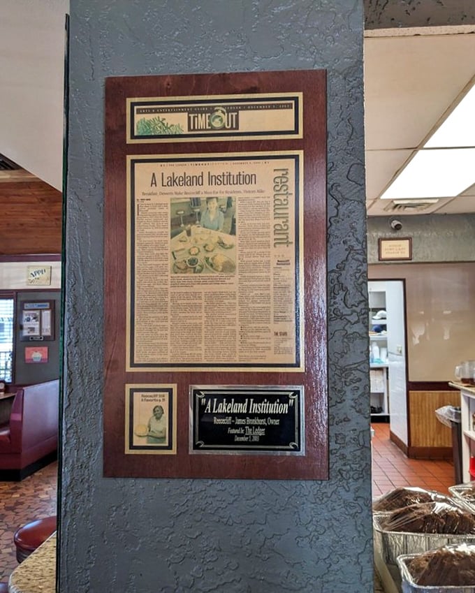 Not just a restaurant—"A Lakeland Institution" according to framed evidence. The kind of place that earns its bragging rights.