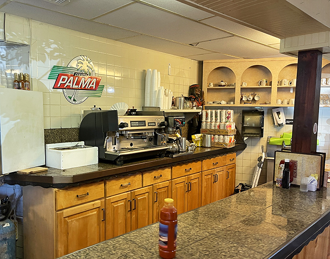 The coffee station – command central for caffeinated happiness. Where liquid motivation is brewed with practiced precision.