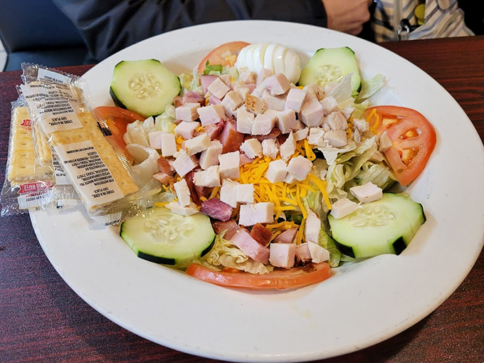 A chef's salad that makes eating vegetables feel like cheating on your diet. Fresh, colorful, and generous—just like Missouri hospitality.