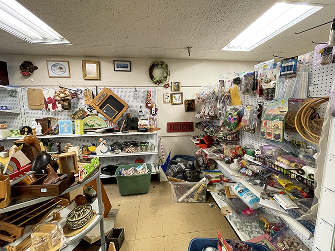 A craft lover's paradise tucked into a corner. That "BELIEVE" sign might be referring to the unbelievable deals surrounding it.