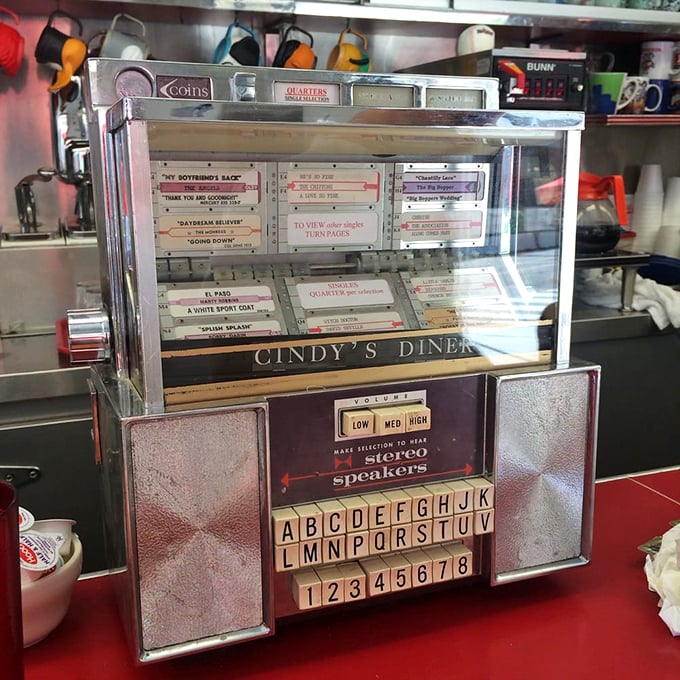 This isn't just a jukebox—it's a time machine offering musical accompaniment to your breakfast, one quarter at a time.