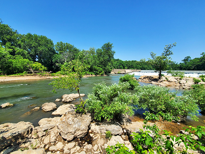 The view upstream from Grand Falls offers a moment of serenity. This is Missouri's version of meditation—just add water.