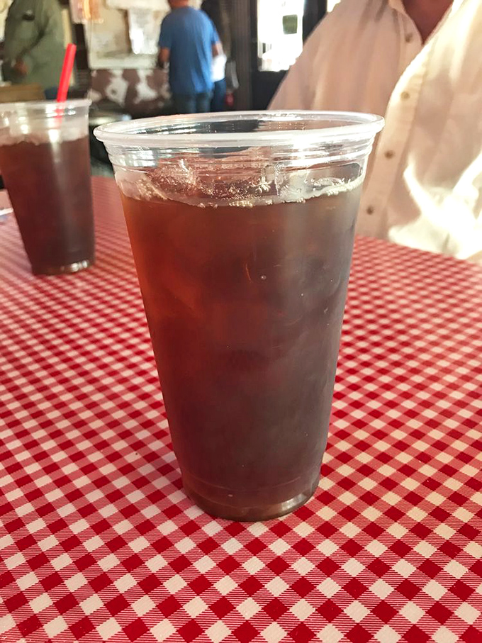 Sweet tea in Texas isn't just a beverage—it's practically a constitutional right. That deep amber color promises refreshment with a side of tradition.