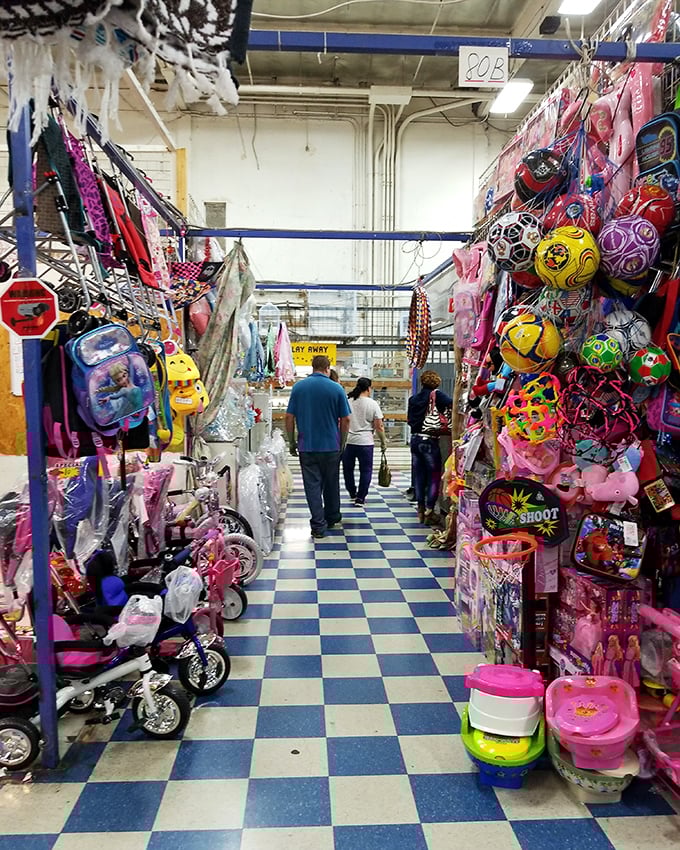 Toy heaven where childhood dreams come true at adult-friendly prices. That blue and white floor has witnessed countless kid negotiations.