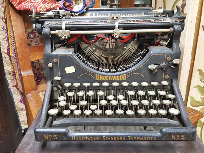 An Underwood No. 5 typewriter—the same model Hemingway used. Each key holds the ghost of letters never sent and novels never finished.