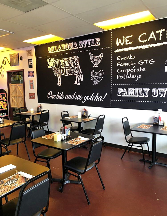 "One bite and we gotcha!" The wall promises. Based on the spotless tables, nobody's disputing that bold claim.