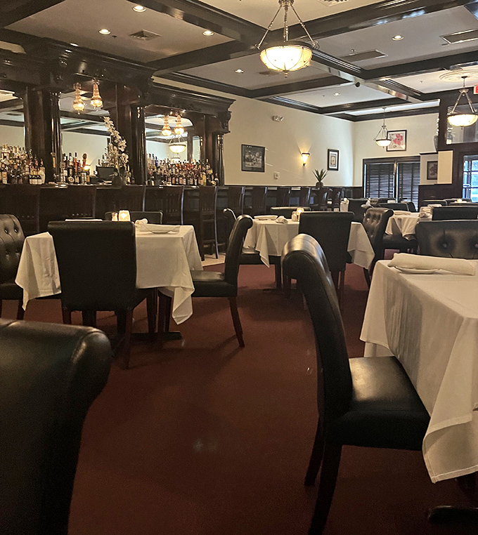 The elegant bar area – where bottles stand at attention like soldiers, ready to be deployed in the noble cause of crafting the perfect cocktail.