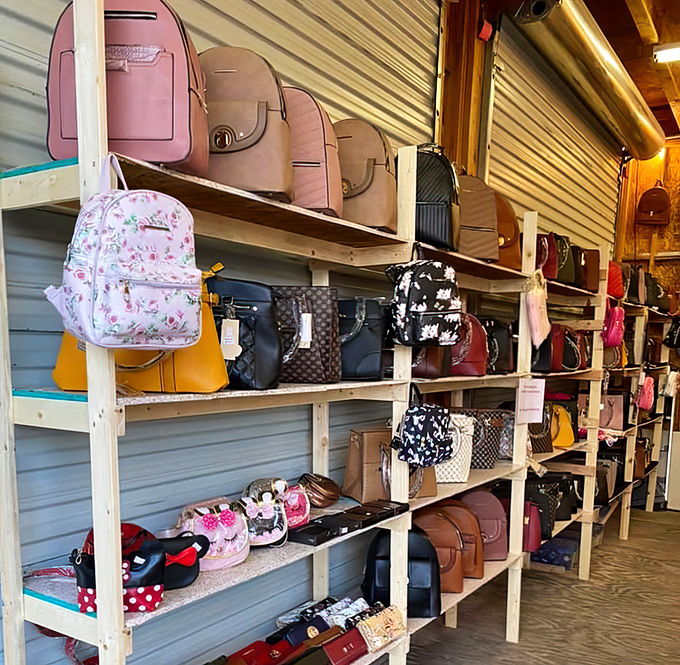 Handbag heaven for accessory enthusiasts—rows of purses in every imaginable size and color waiting to solve that "but where will I put my stuff?" dilemma.