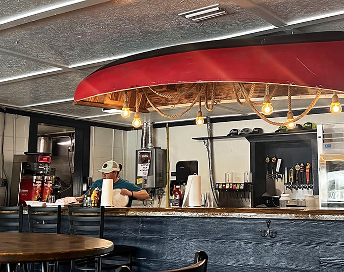 The bar area isn't trying to be trendy – it's aiming for something better: a place where your drink arrives quickly and cold.