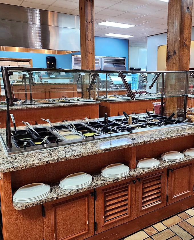 The buffet line—where decision-making becomes an Olympic sport and "I'll just have a little of everything" becomes your mantra.