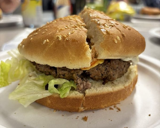 The cheeseburger in its natural habitat—simple, honest, and utterly perfect. No need for truffle aioli when you've mastered the classics this well.