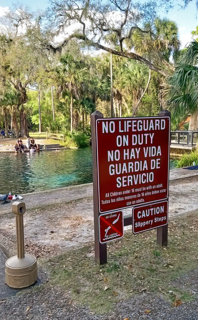 Safety first, swimming second – because even paradise has a few house rules to follow.