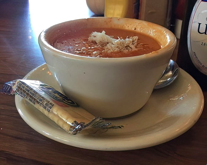 This crab bisque doesn't whisper its seafood flavor—it announces it with a creamy richness that makes you forget you're in Ohio.